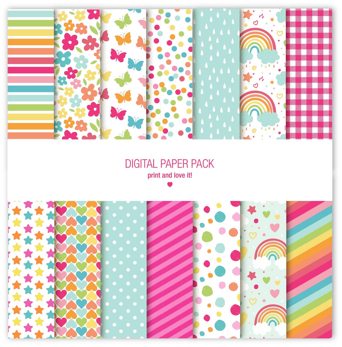 Rainbow Paper Pack + Clip Art. 12x12 Hojas 300dpi Scrapbooking - Etsy
