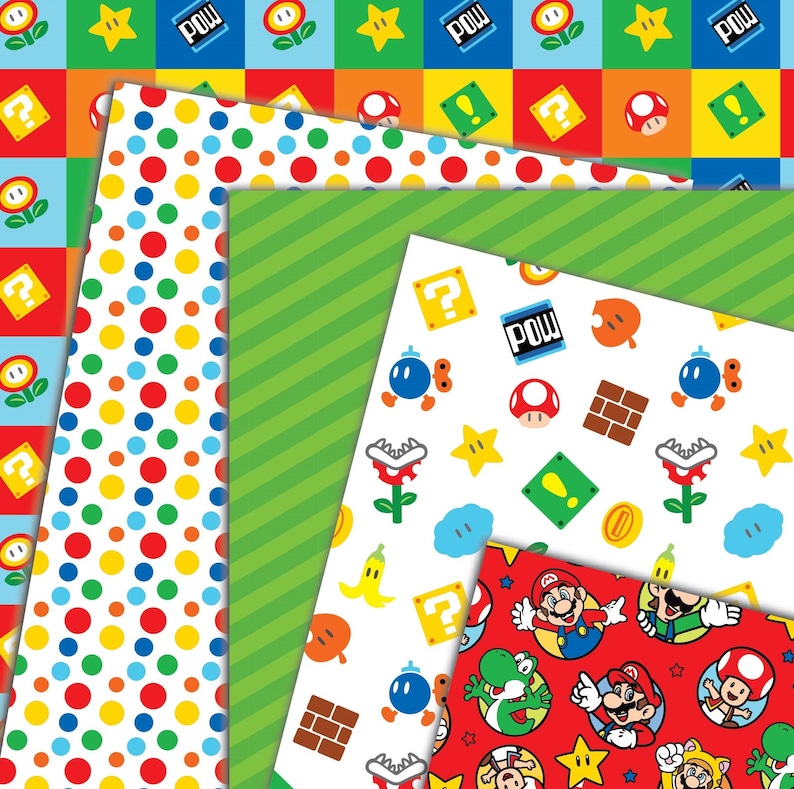 Super Mario Pack De Papeles Digitales De Clip Art. 12x12 Hojas 200dpi ...