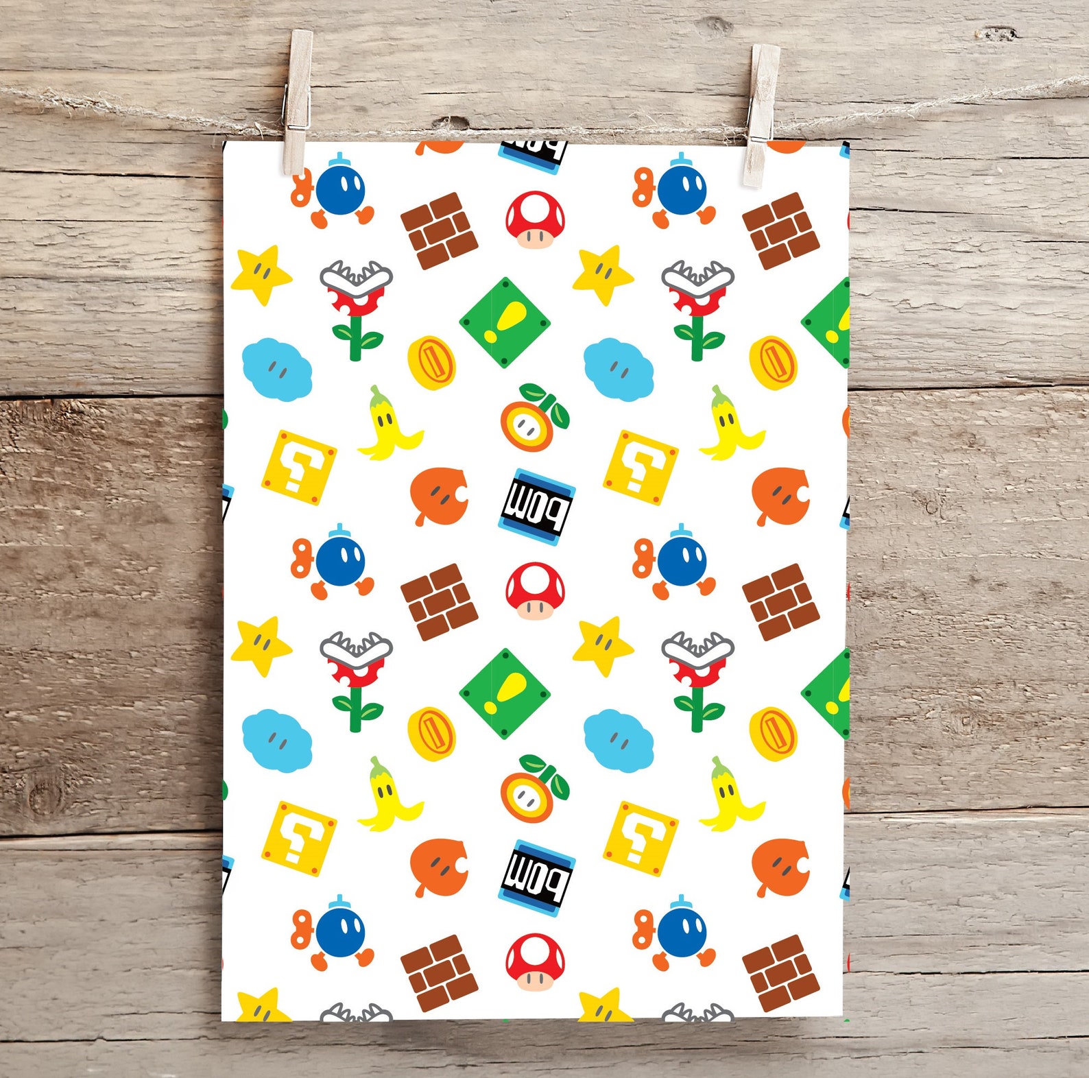 Super Mario Digital Paper Pack, Scrapbooking Clipart (digital Download ...