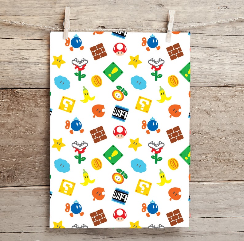 Super Mario Digital Paper Pack, Scrapbooking Clipart (digital Download ...