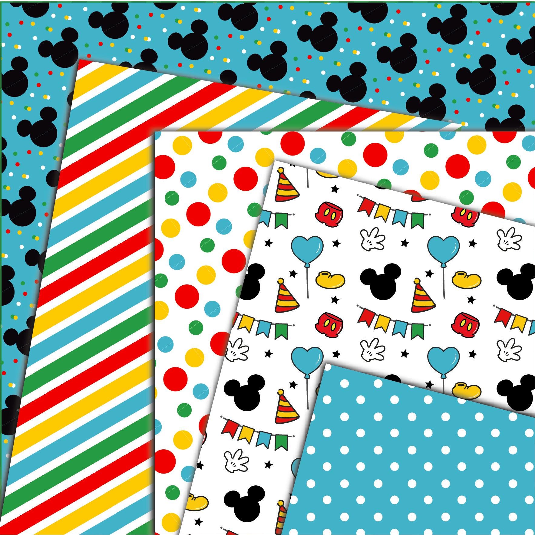 Clip Art De 24 Papeles De La Casa Club De Mickey Mouse. 12x12 Hojas ...