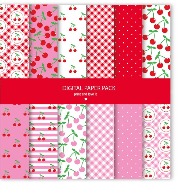 Cherry Digital Paper - Etsy