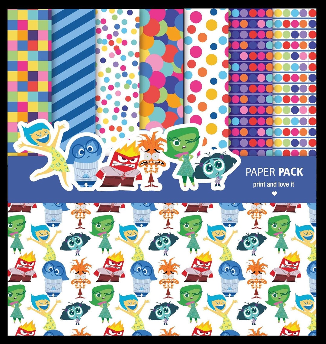 Paquete De Papel Digital Inside Out Y Clip Art. Imprimible. 12x12 Hojas ...