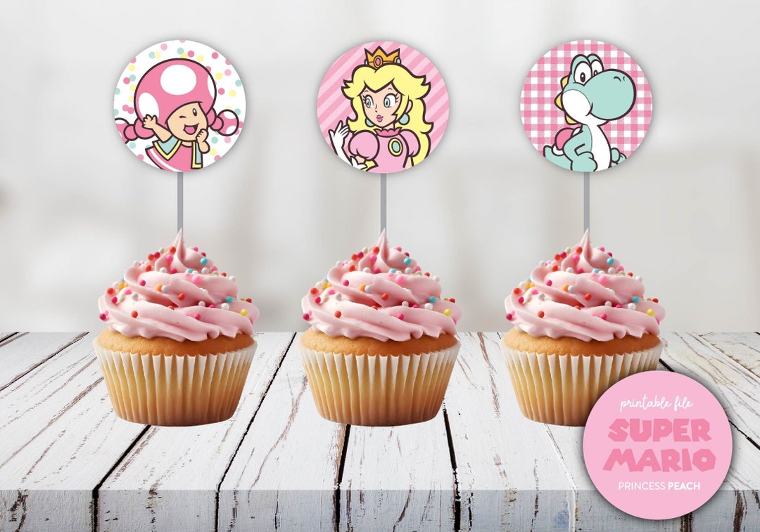 Círculos Y Recortes Para Decoración De Cupcakes De La Princesa Peach - Etsy