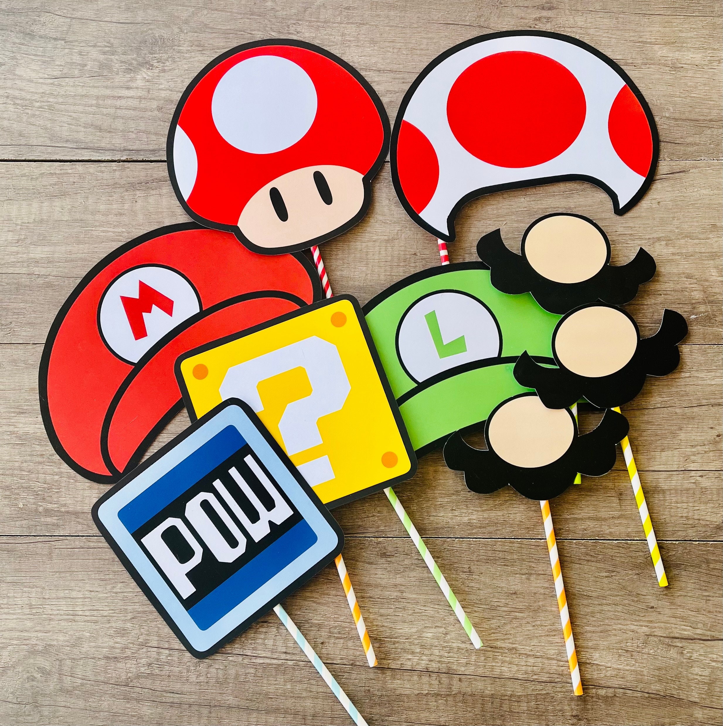 Super Mario Photo Booth Props / Super Mario Center Piece/ Photobooth ...