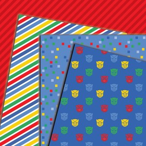 Pack De Papel Digital Y Clip Art Transformers. Imprimible. 12x12 Hojas ...