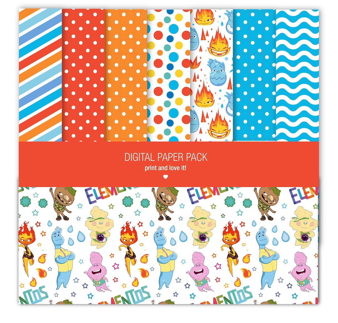 Elemental Inspired Digital Paper Pack, Clipart PNG, Printable Party ...