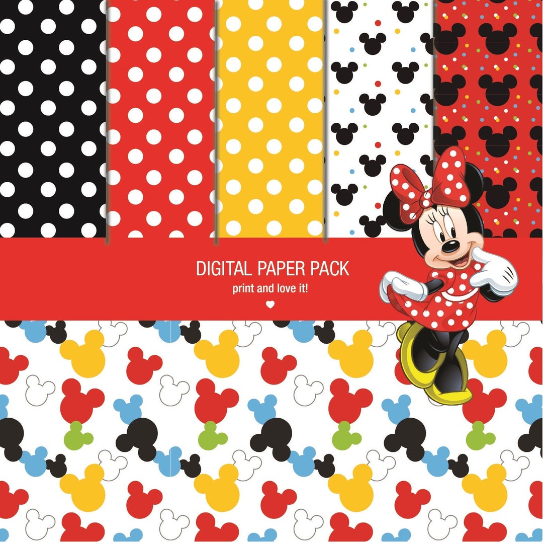 Digital Paper Pack Minnie Mouse. Printable. 12x12 Sheets 250 Dpi ...
