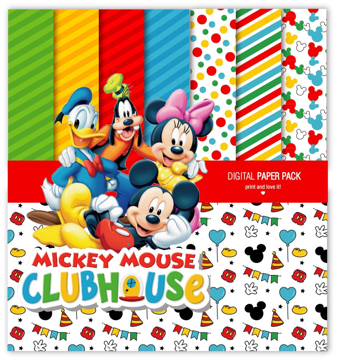 Mickey Mouse Club House. 12x12 hojas 200dpi scrapbooking + 4 PNG ...