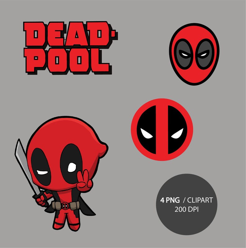 Deadpool Pack De Papel Digital Y Clip Art Imprimible. 12x12 Hojas ...
