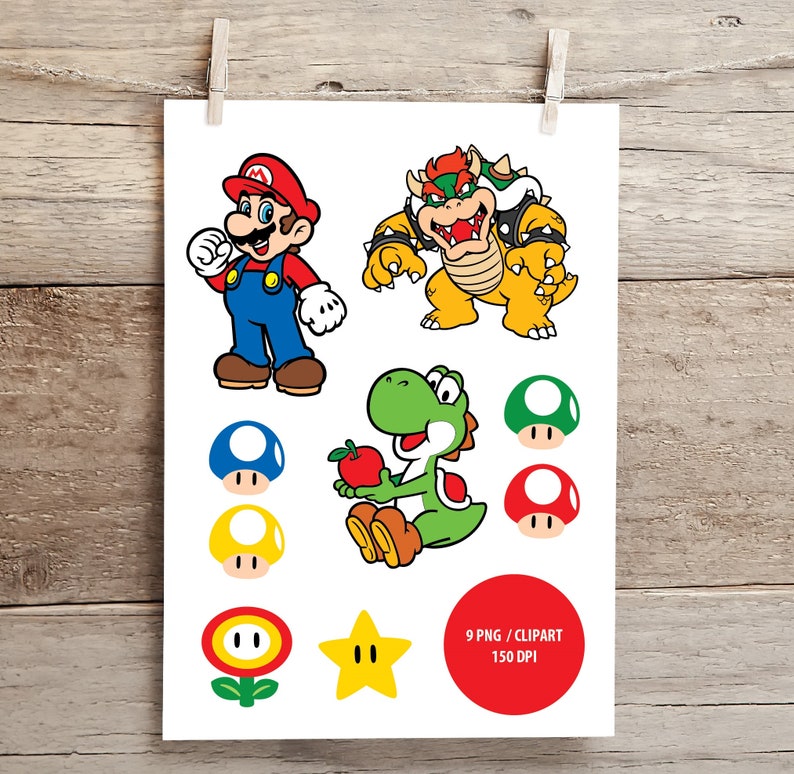 Super Mario Digital Paper Pack, Scrapbooking Clipart (digital Download ...