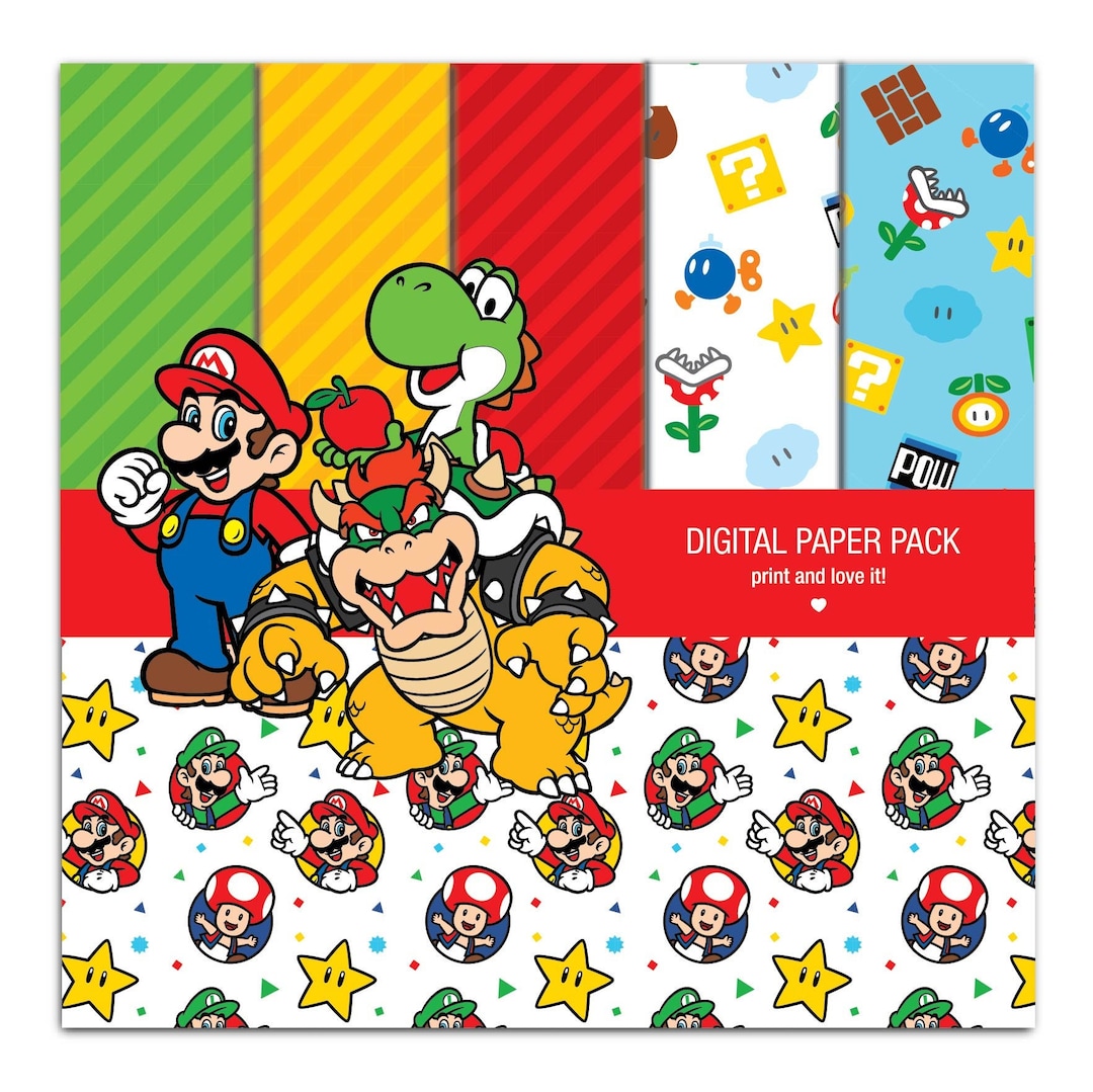 Super Mario Digital Paper Pack, Scrapbooking Clipart (digital Download ...
