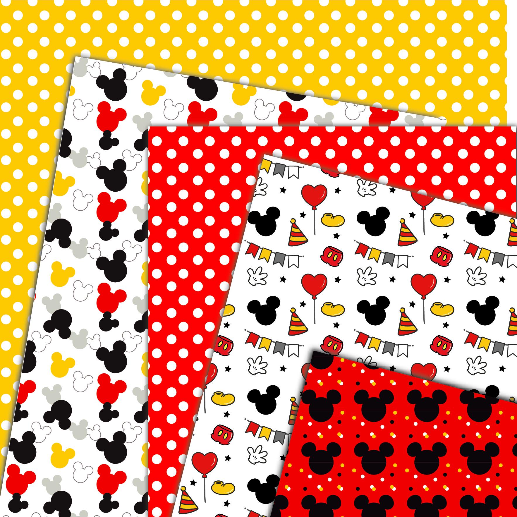 Mickey Mouse Digital Paper Pack, Scrapbooking (SVG) - Etsy