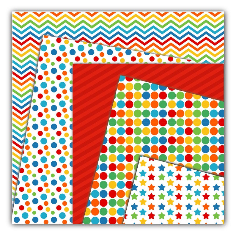 Primary Colors Digital Paper. Colorful Pattern, Rainbow Pattern, Bright ...