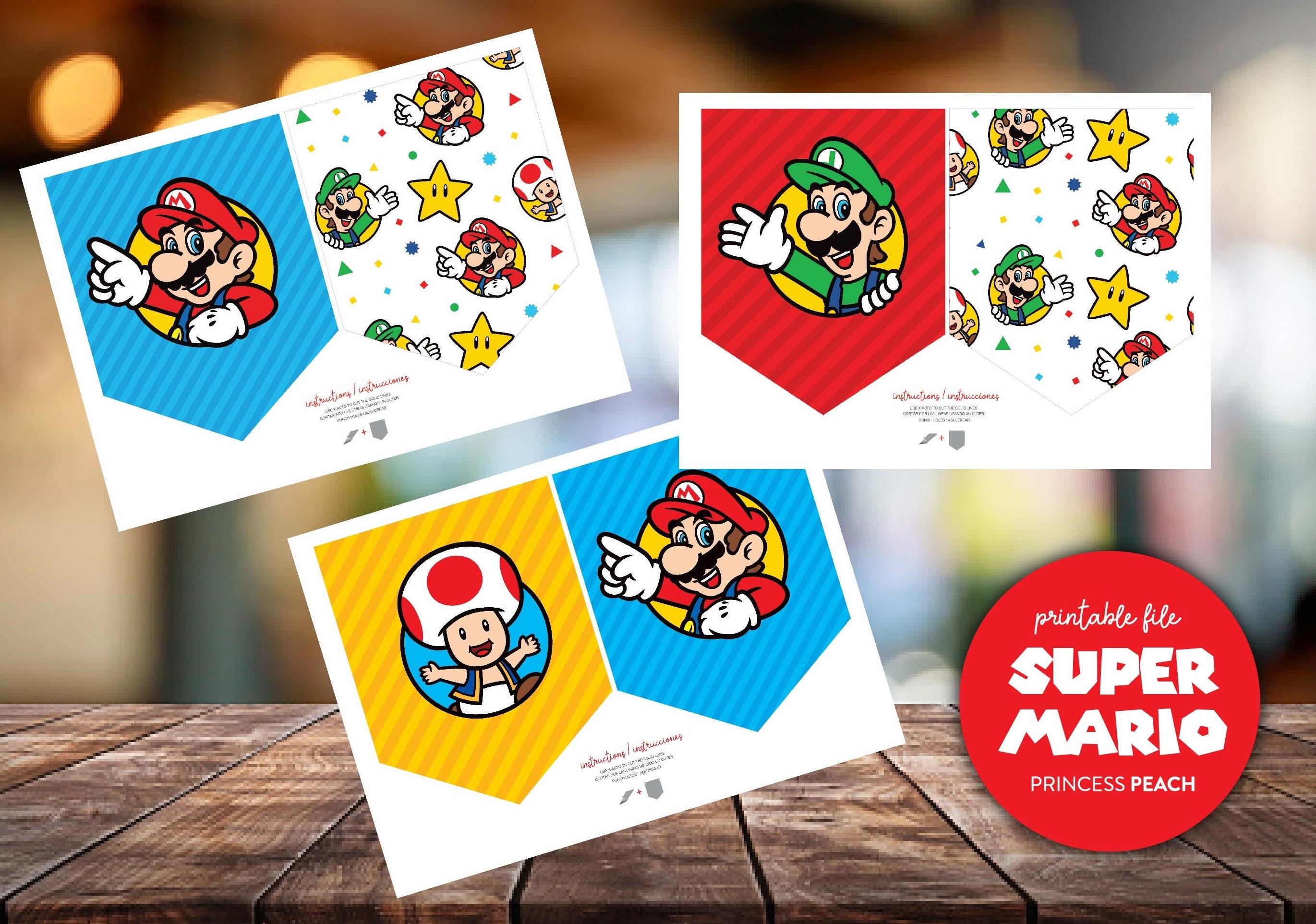 Super Mario Bros. Party Banner, Garland, Instant Download - Etsy