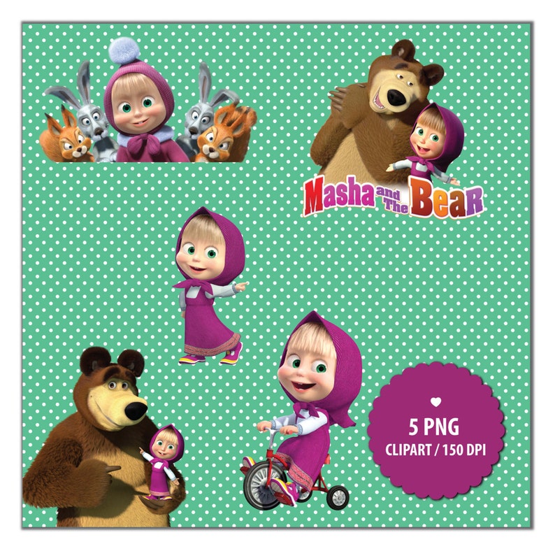 Digital Paper Pack and Clip Art Masha and the Bear. 12x12 | Etsy