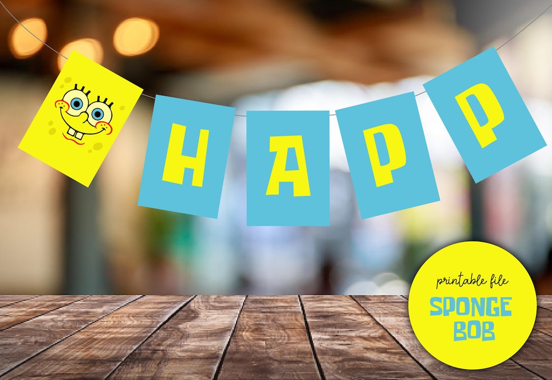 Sponge Bob Party Banner Decor (printable PDF) - Etsy