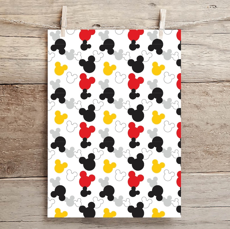 Digital Paper Pack and Clip Art Mickey Mouse. Printable. 12x12 Sheets ...