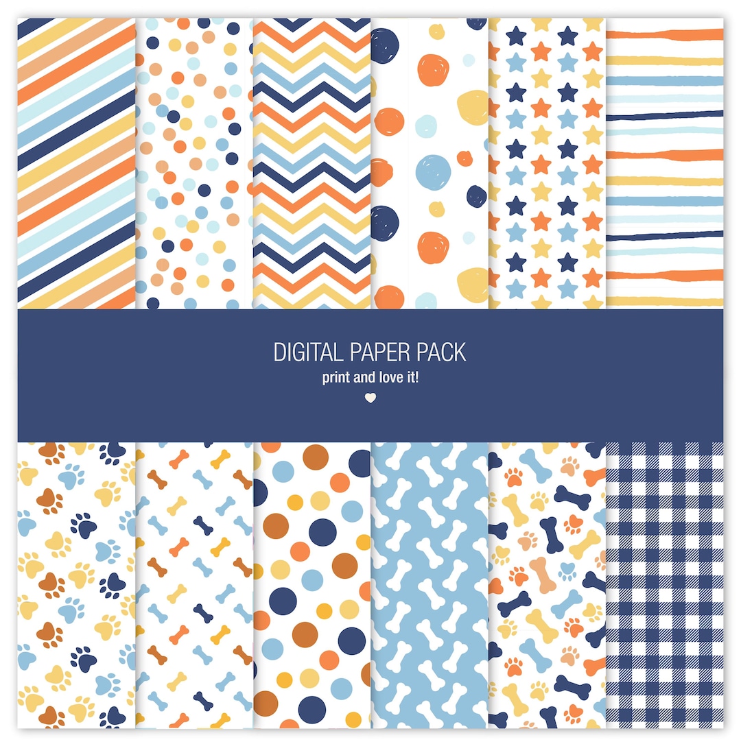 Blue Dog Paper Pack, Printable Clipart (digital Download) - Etsy
