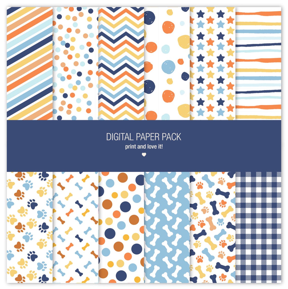 Blue Dog Paper Pack, Printable Clipart (digital Download) - Etsy