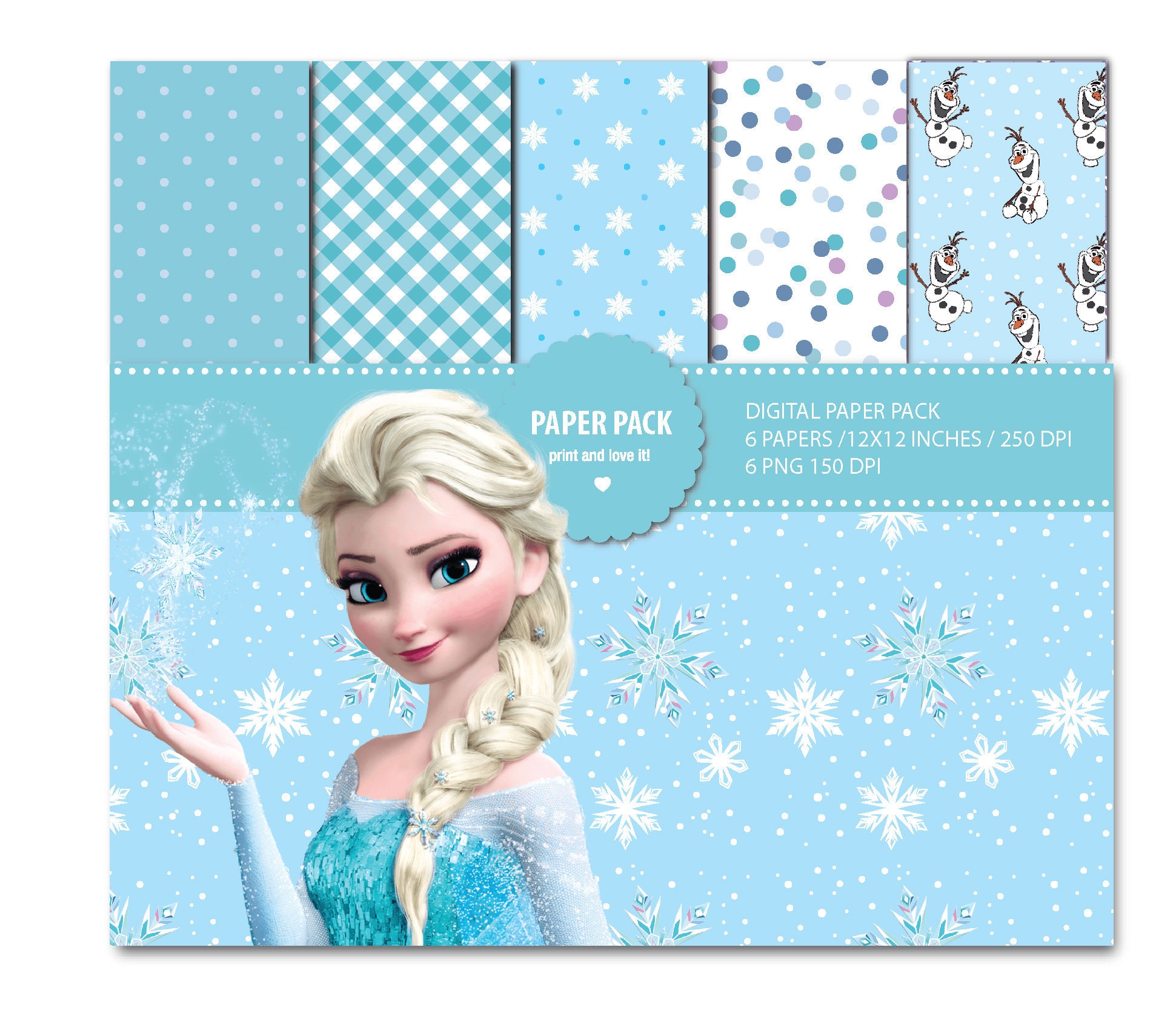Frozen Digital Paper Pack, Printable Clipart (digital Download) - Etsy