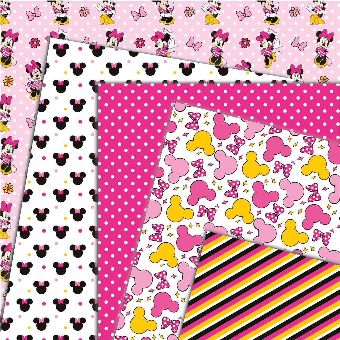 Minnie Mouse Digital Paper Pack . Printable. 12x12 JPG Sheets 200 Dpi ...