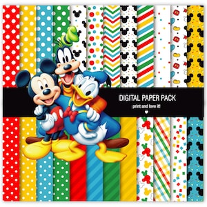 Clip Art De 24 Papeles De La Casa Club De Mickey Mouse. 12x12 Hojas ...