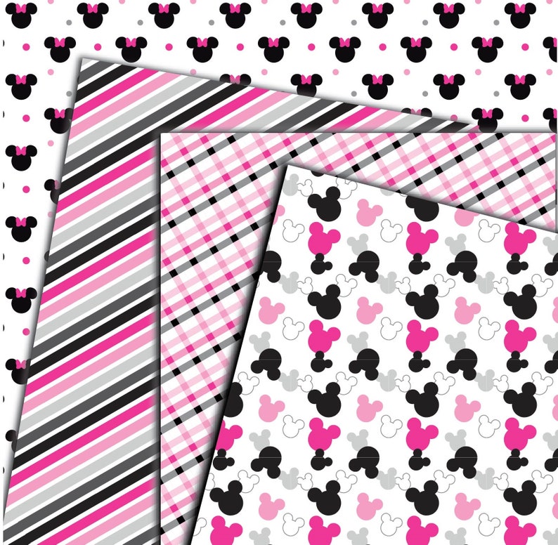 Minnie Mouse Digital Paper Pack, Scrapbooking Clip Art (digital ...