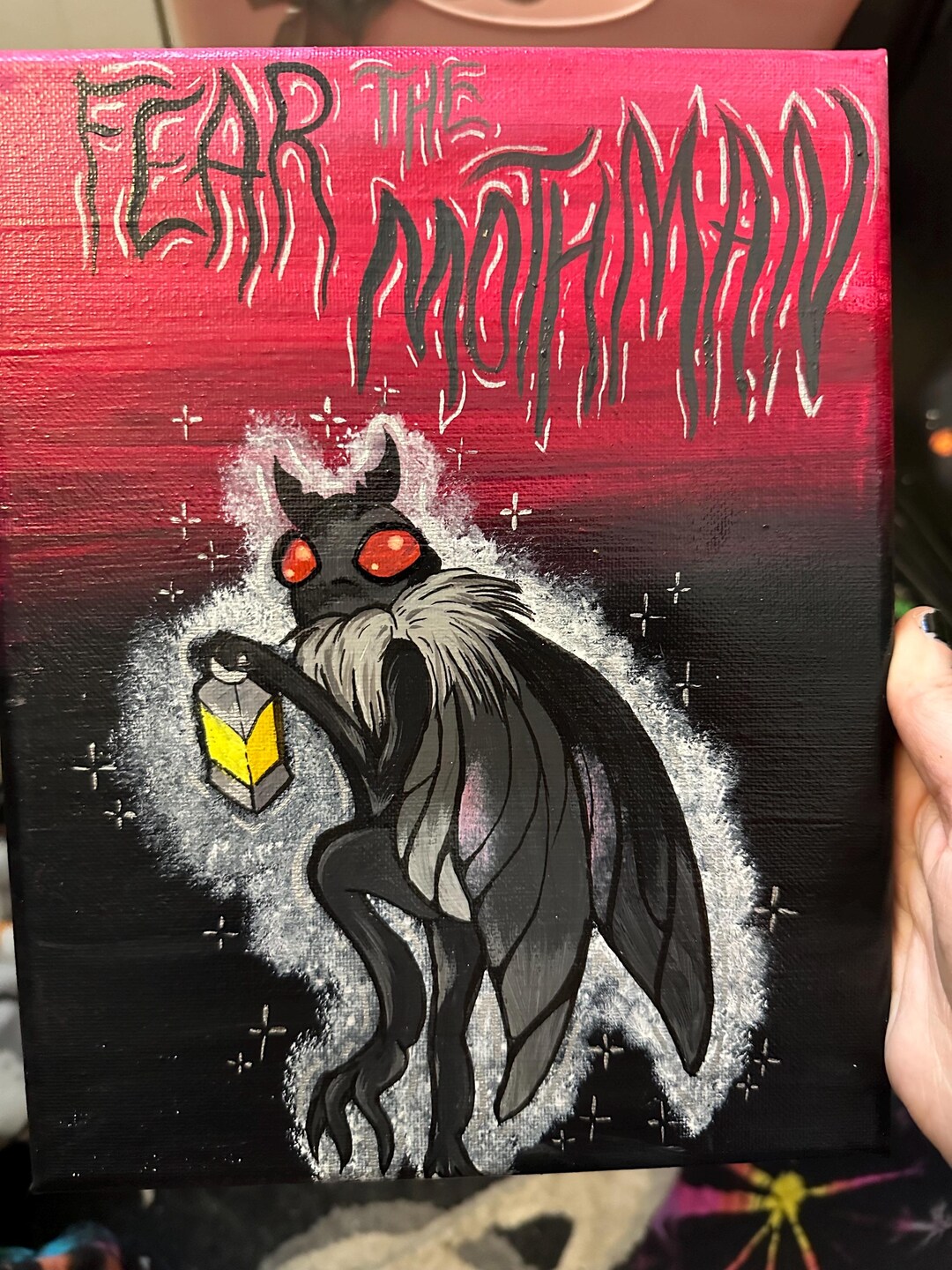 MOTHMAN Painting 8x10 - Etsy