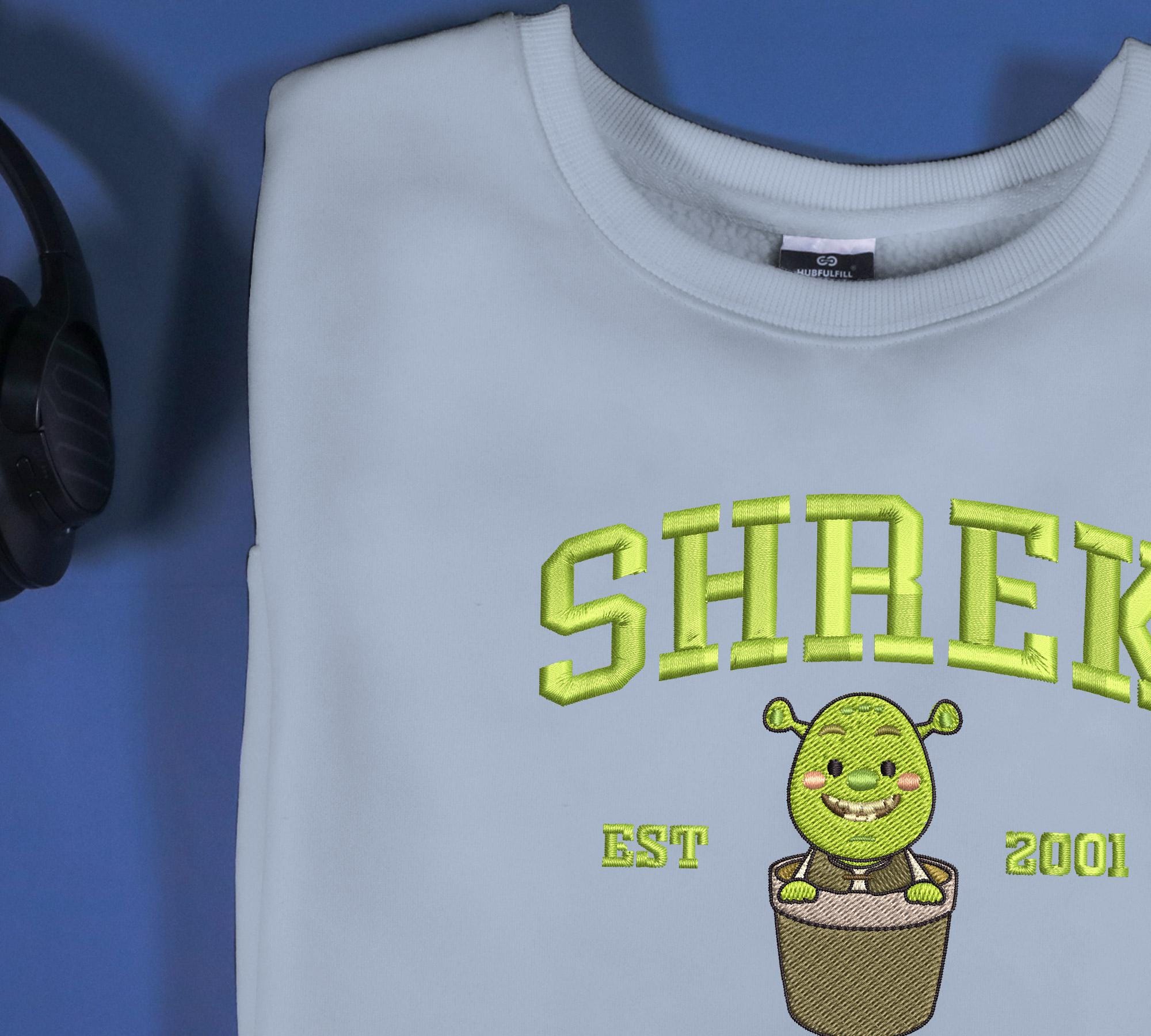 Cute Shrek Embroidery Sweatshirt Shrek Crewneck Embroidery Sweatshirt ...
