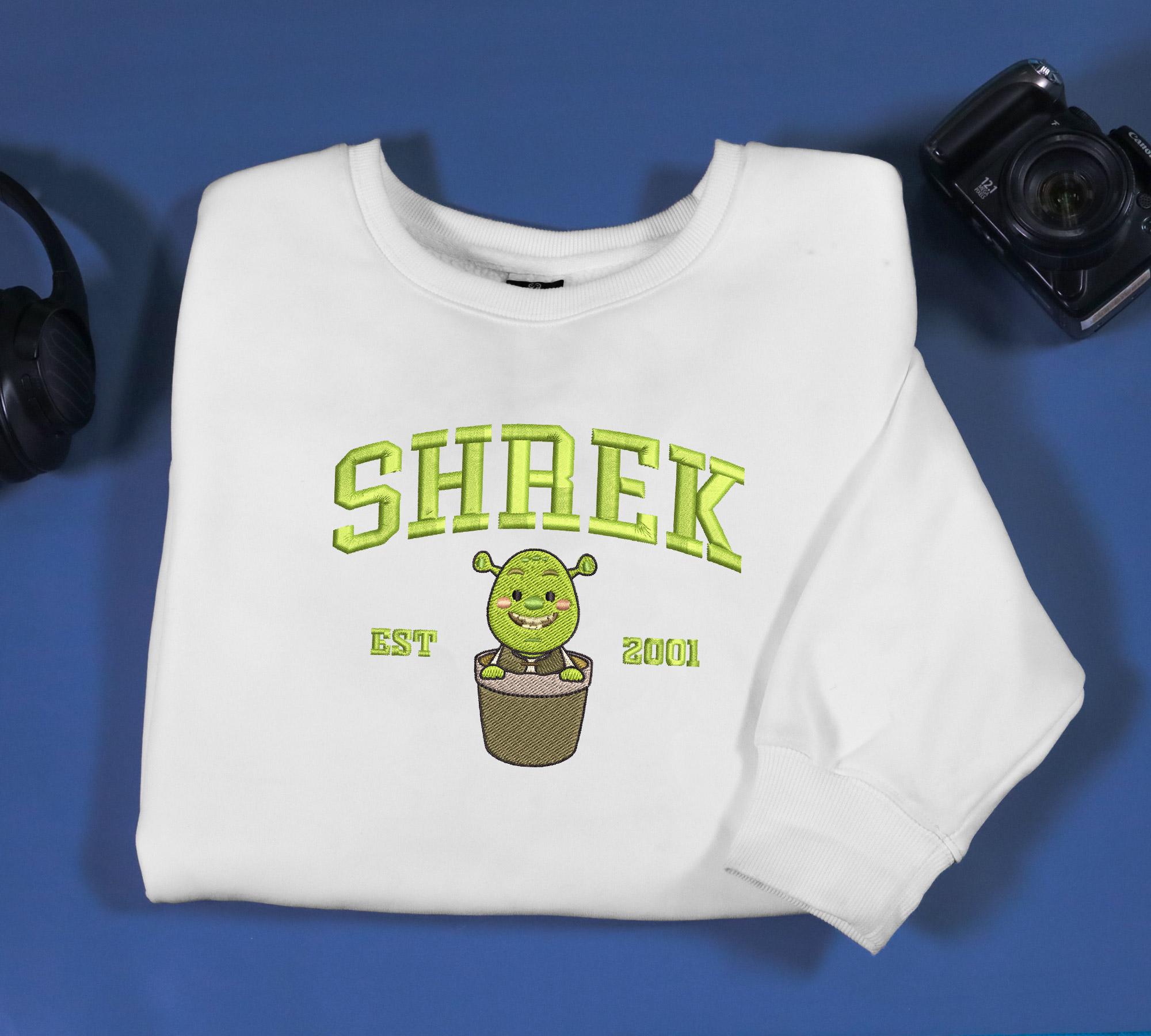 Cute Shrek Embroidery Sweatshirt Shrek Crewneck Embroidery Sweatshirt ...