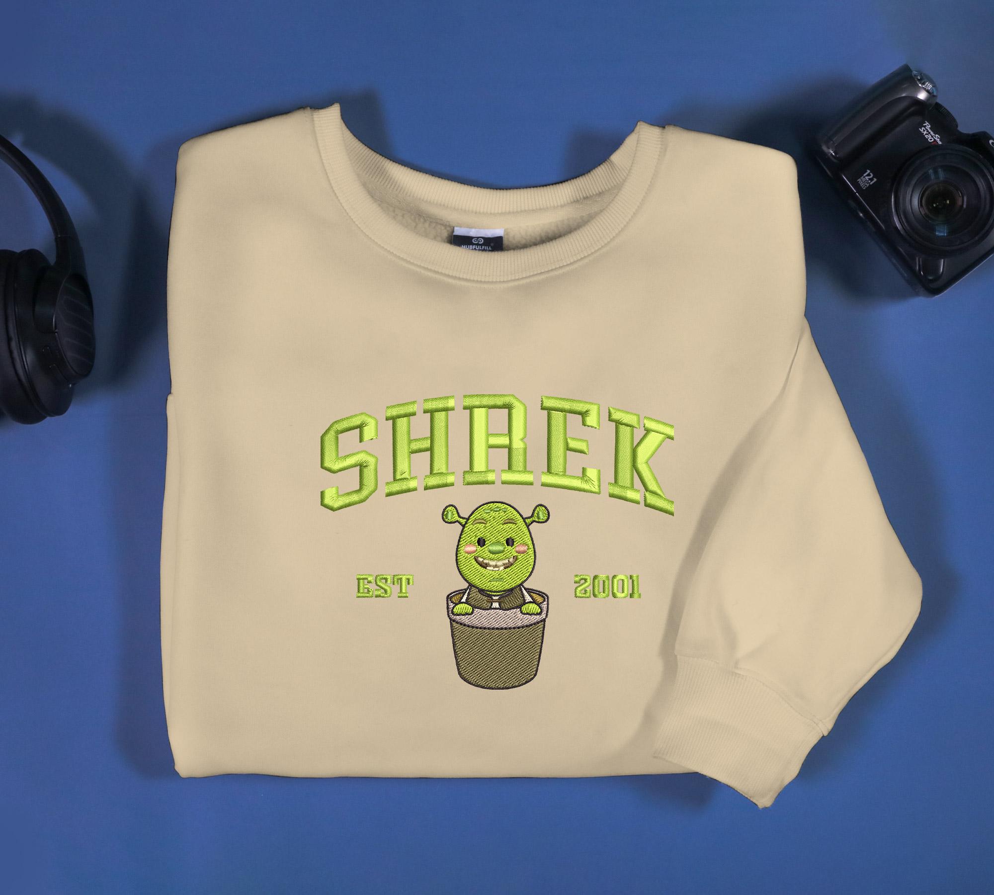 Cute Shrek Embroidery Sweatshirt Shrek Crewneck Embroidery Sweatshirt ...