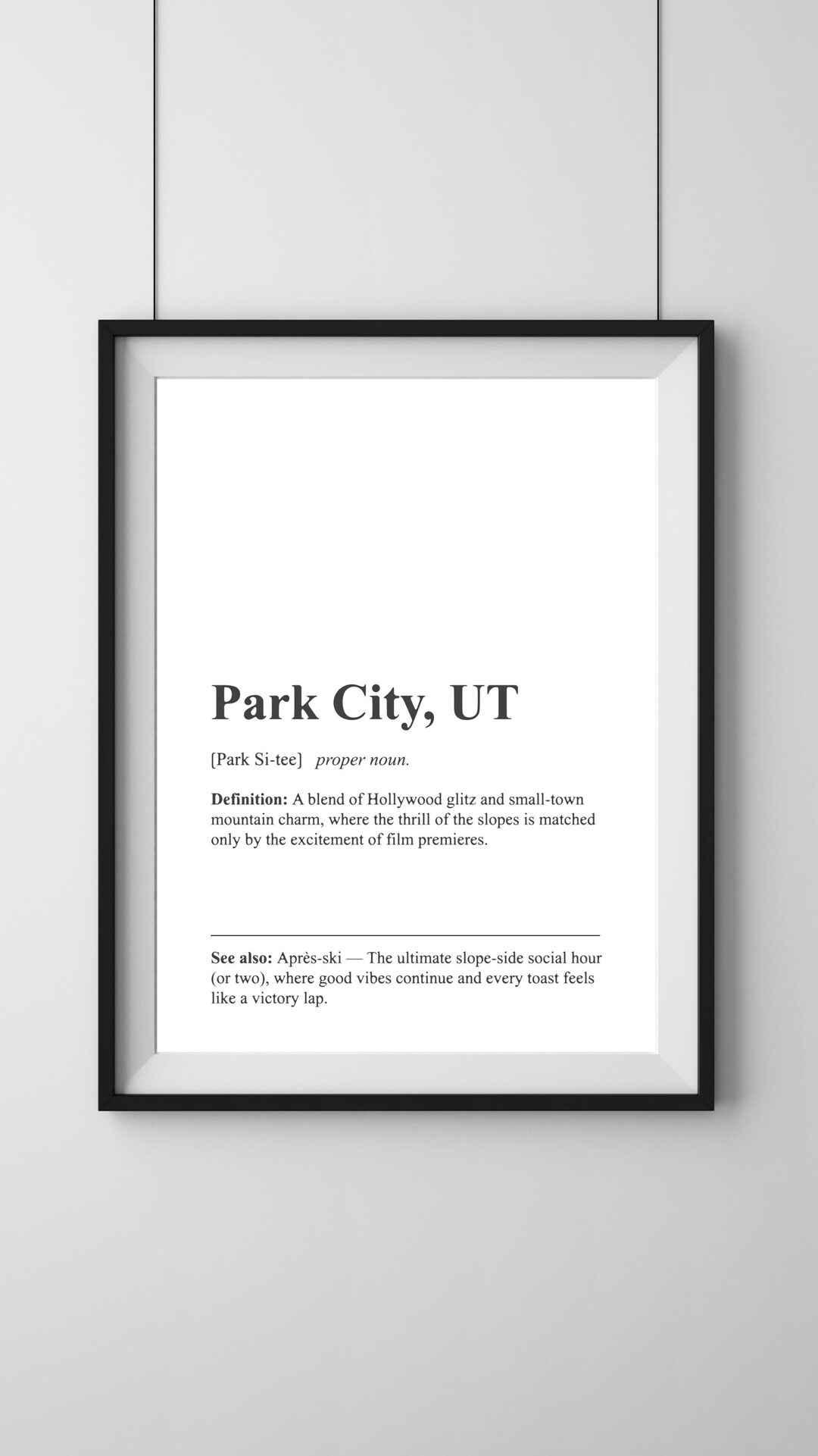 Park City Utah Wall Art Ski Town Definition Print Park City Home Decor ...