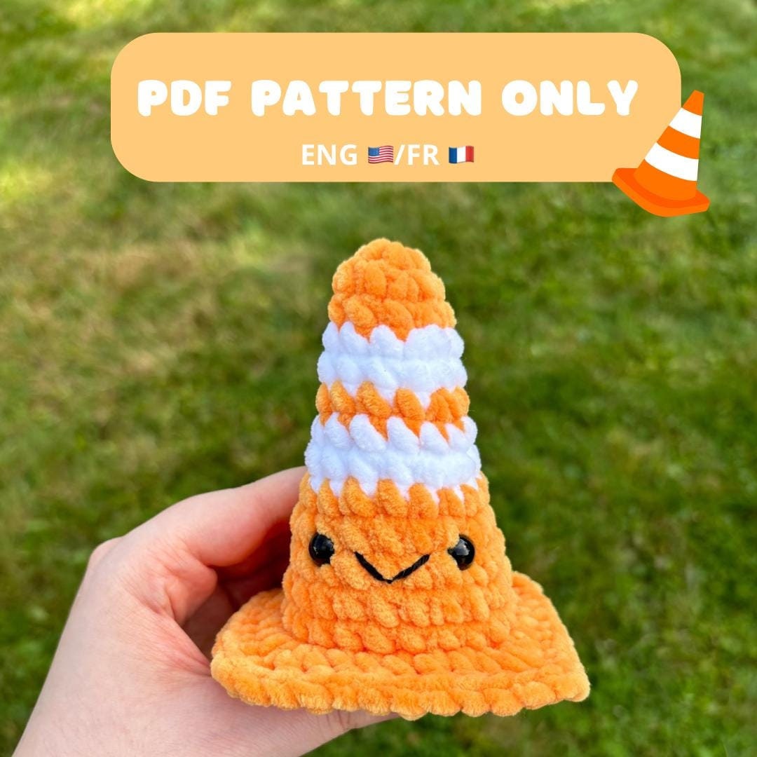 Crochet Pattern: Mini Traffic Cone, PDF, Amigurumi (english and French ...