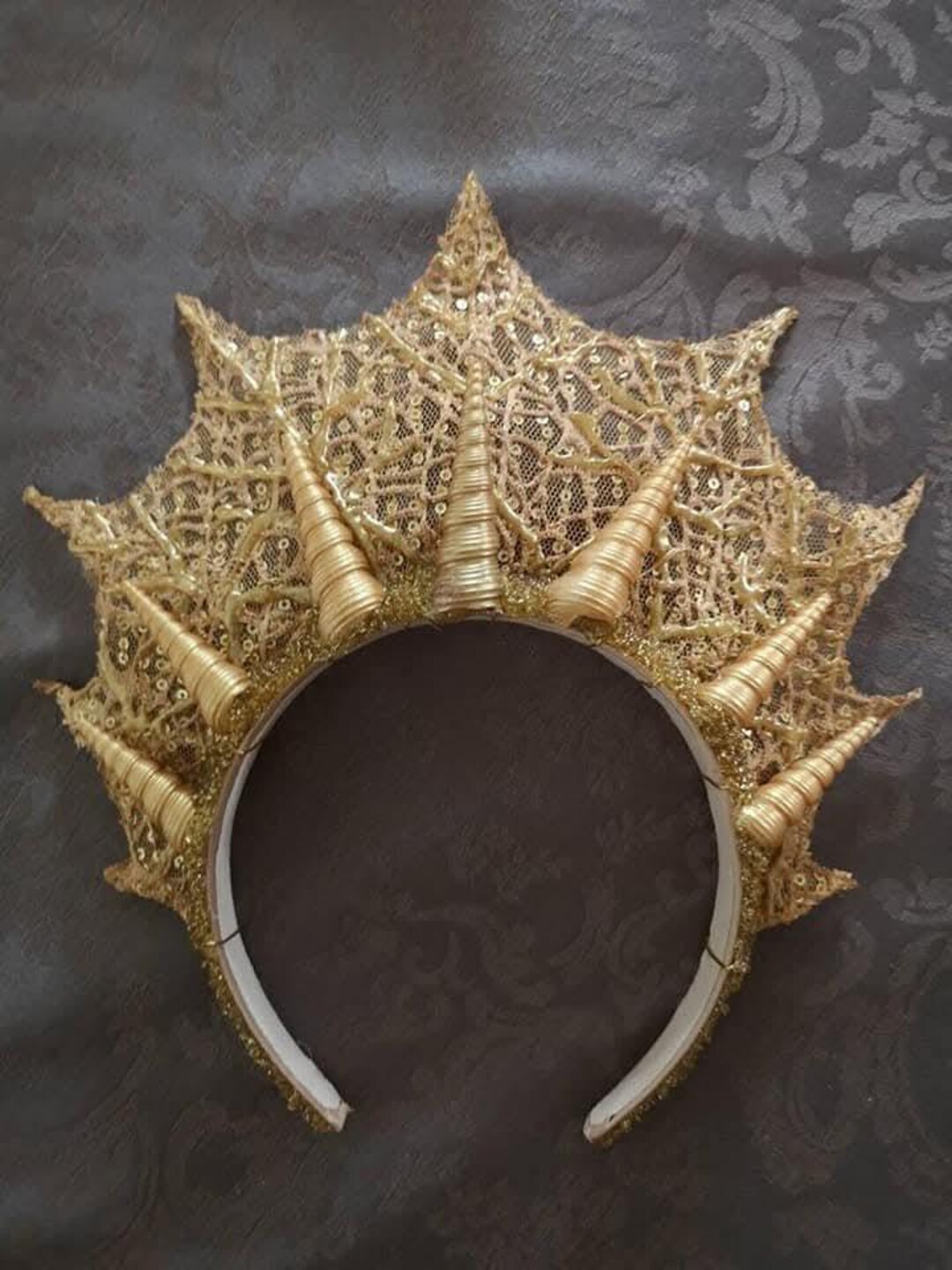 Golden Coral Crown - Perfect for Mermaid Cosplays, Queen Ariel, King ...