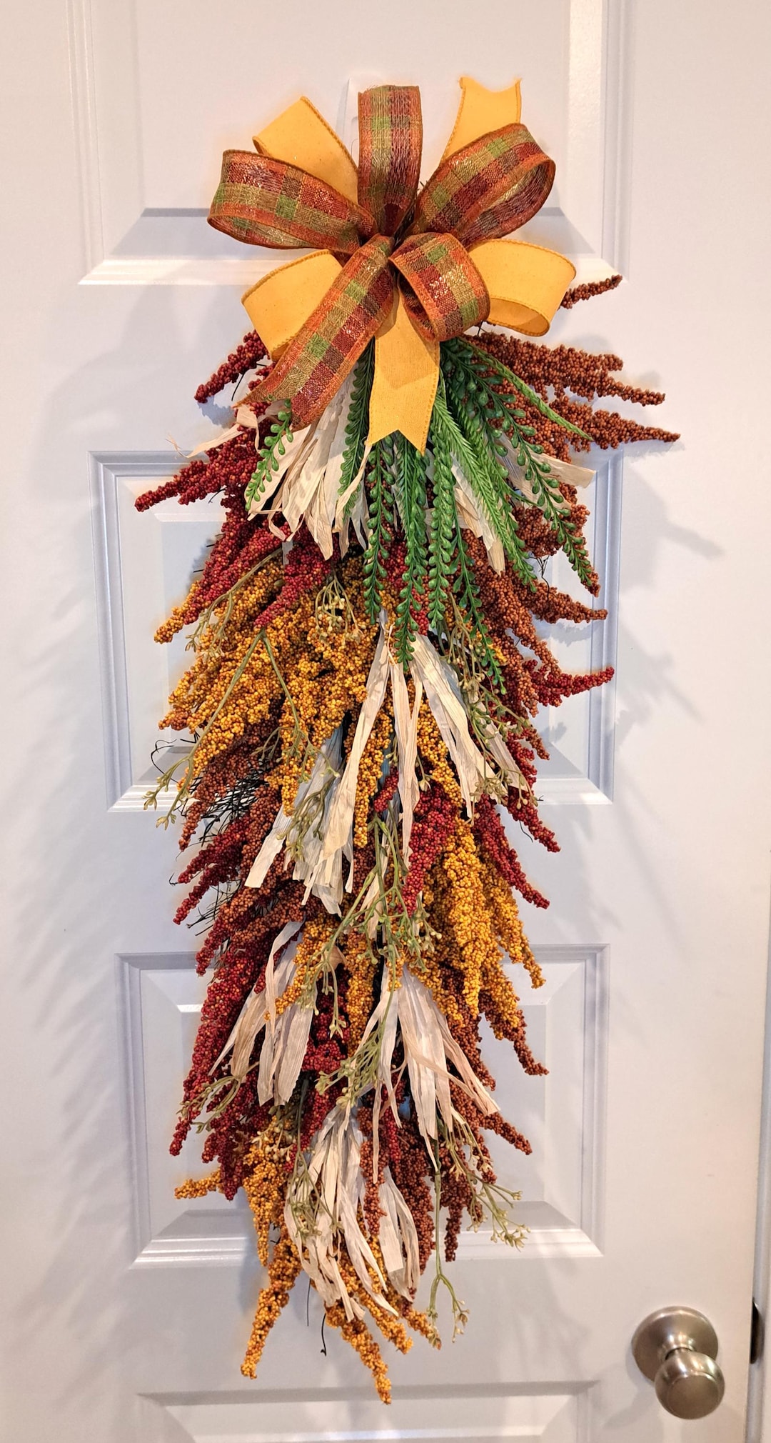 Autumn Grapevine Swag Fall Door Wreath Autumn Swag Wreath Vibrant Fall ...