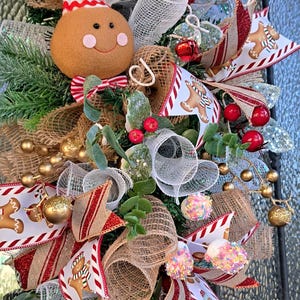 Gingerbread Front Door Swag Christmas Door Décor Gingerbread Holiday ...