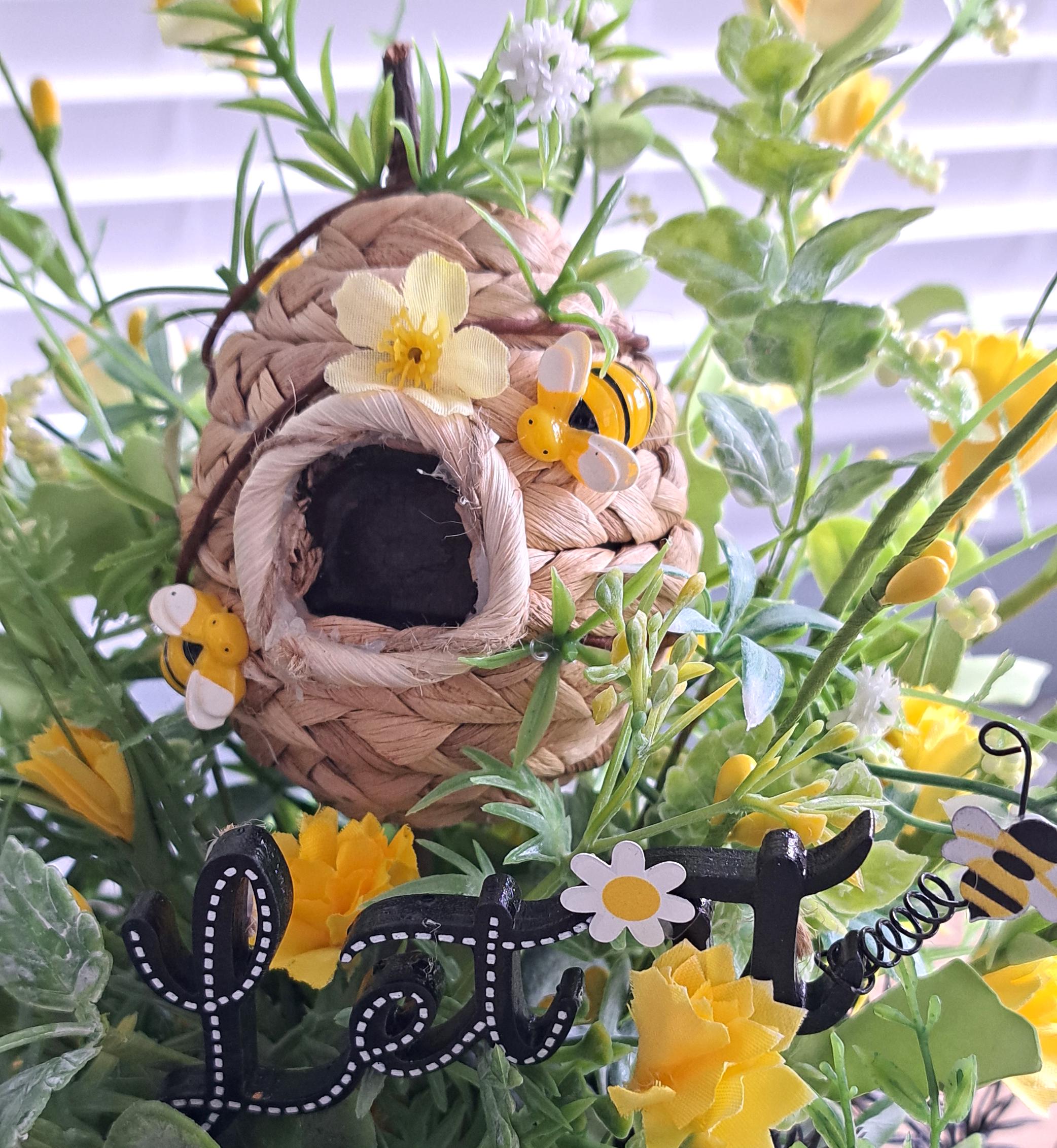 Bee Theme Floral Centerpiece | Summer Table Decor | Rustic Yellow ...