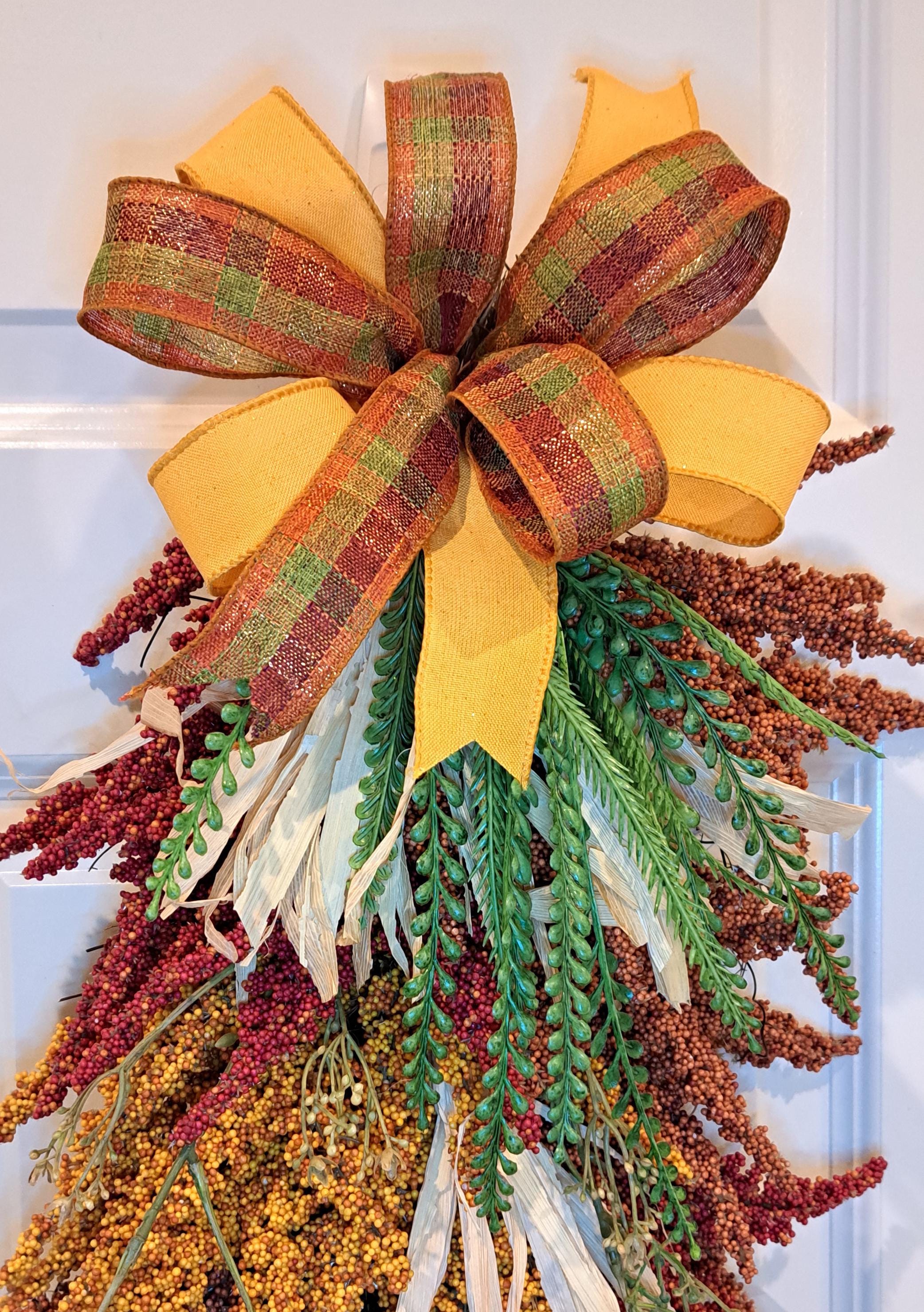 Autumn Grapevine Swag Fall Door Wreath Autumn Swag Wreath Vibrant Fall ...