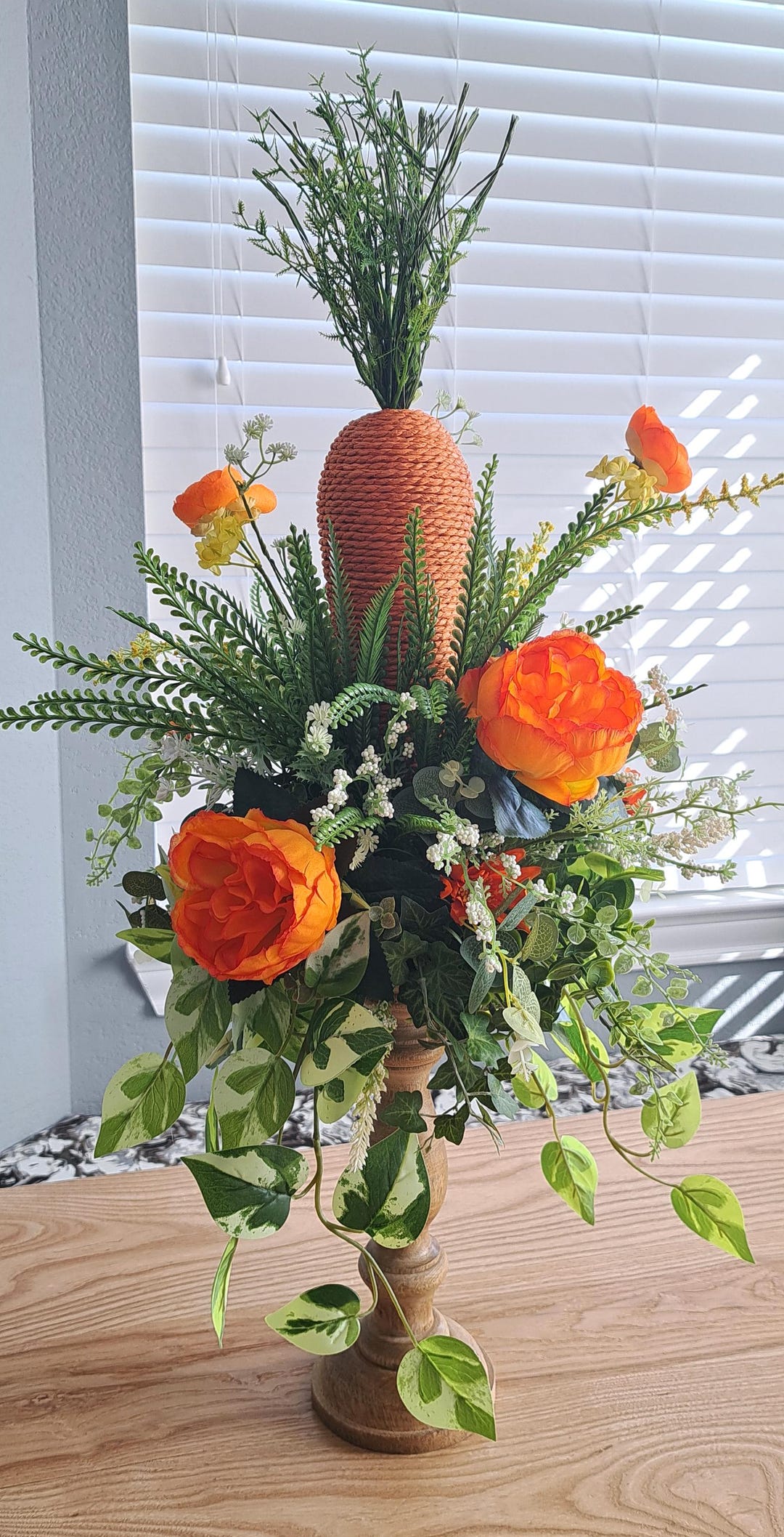 Handmade Carrot Centerpiece on Candle Holder – Easter Spring Farmhouse ...