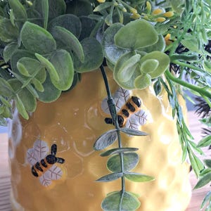 Bee Theme Floral Centerpiece | Summer Table Decor | Rustic Yellow ...