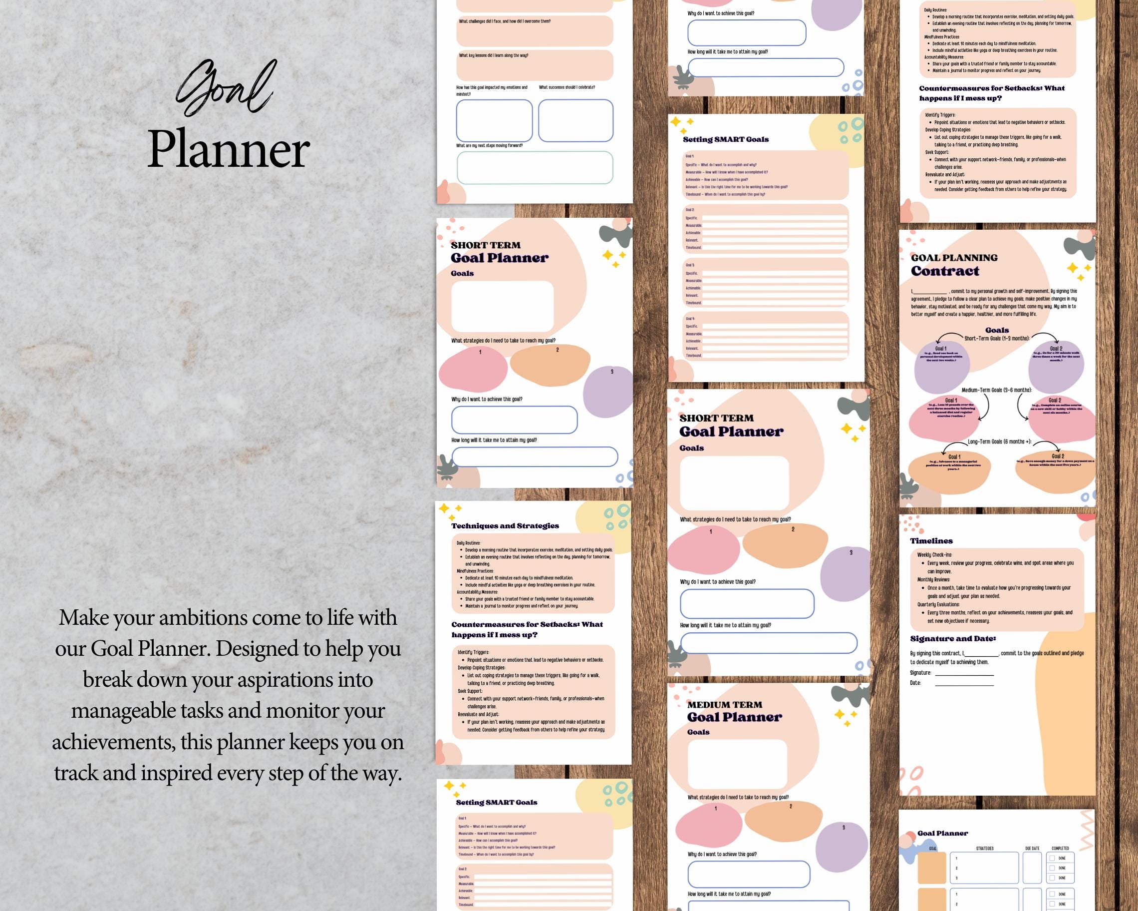 Printable Goal Planner Bundle: Daily, Weekly, Monthly (PDF) - Etsy