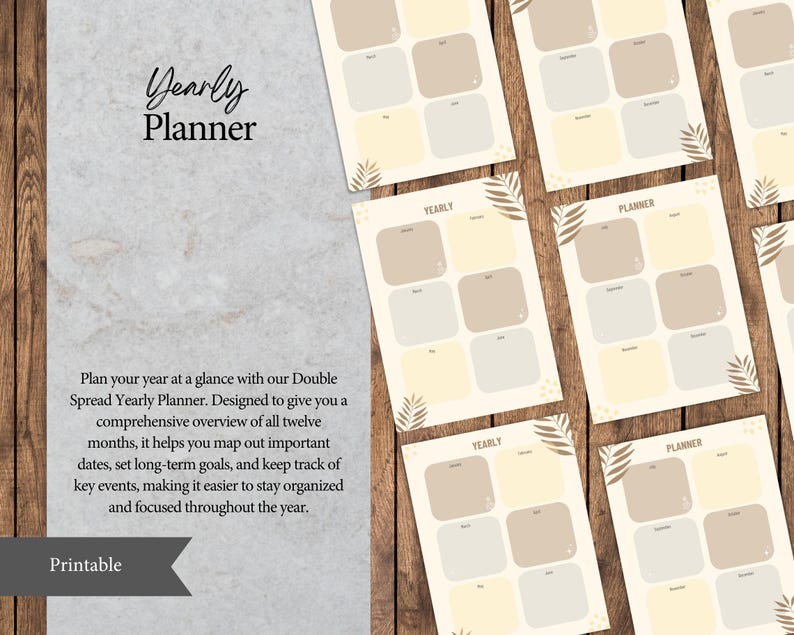 Yearly Planner Template: Printable Journal Calendar (PDF) - Etsy