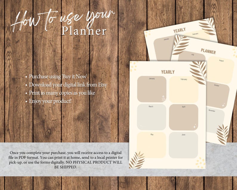 Yearly Planner Template: Printable Journal Calendar (PDF) - Etsy