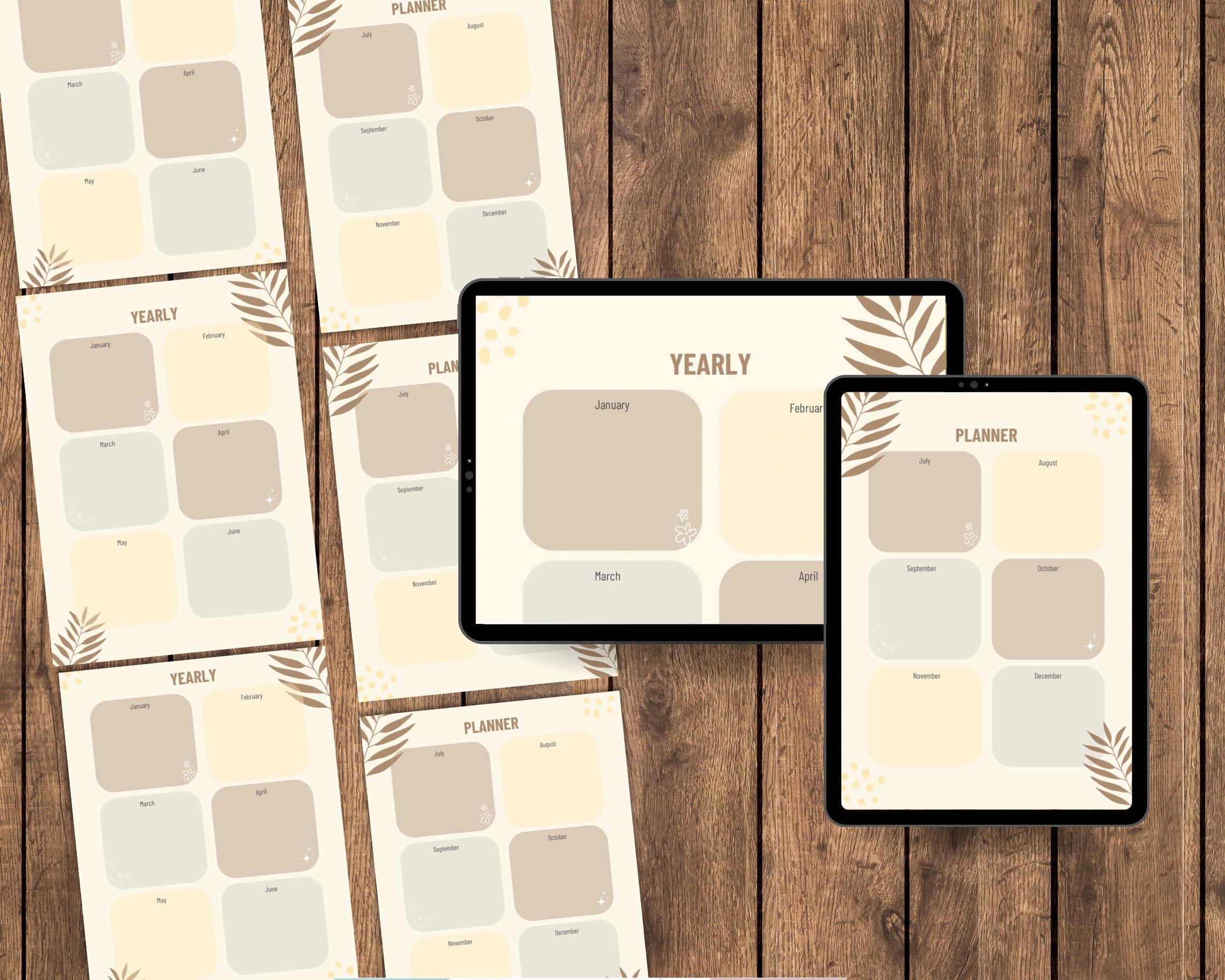 Yearly Planner Template: Printable Journal Calendar (PDF) - Etsy