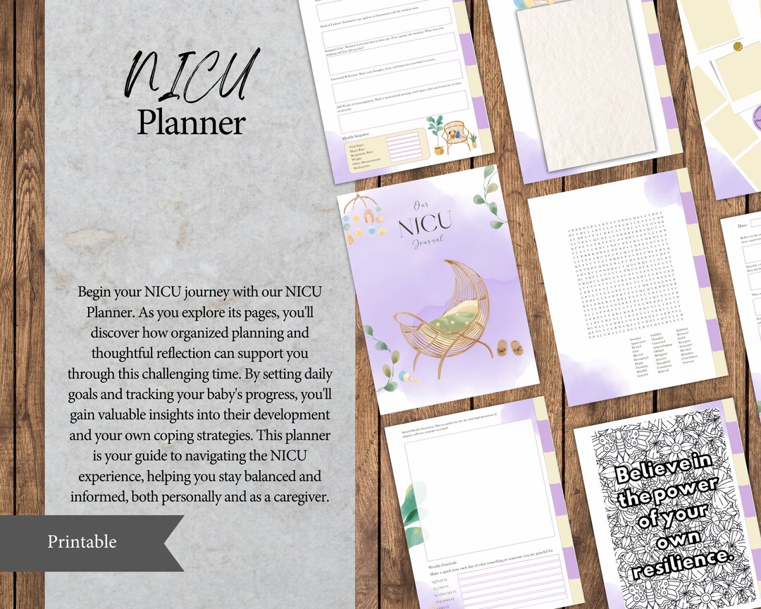 NICU Printable Planner | NICU Baby Book | Pages | Preemie Journal ...
