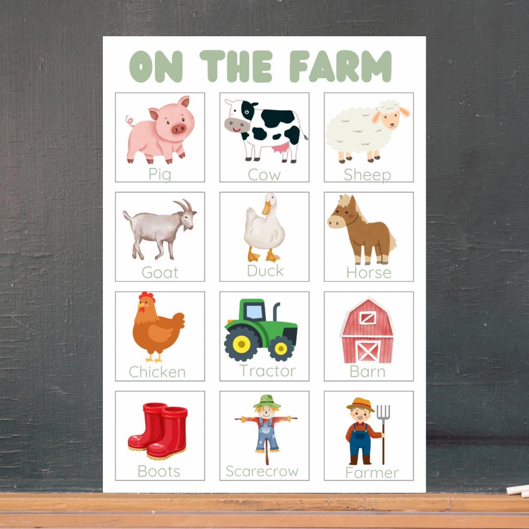 Farm Animals Themed Vocabulary Sheet, Children's Communication Aid ...