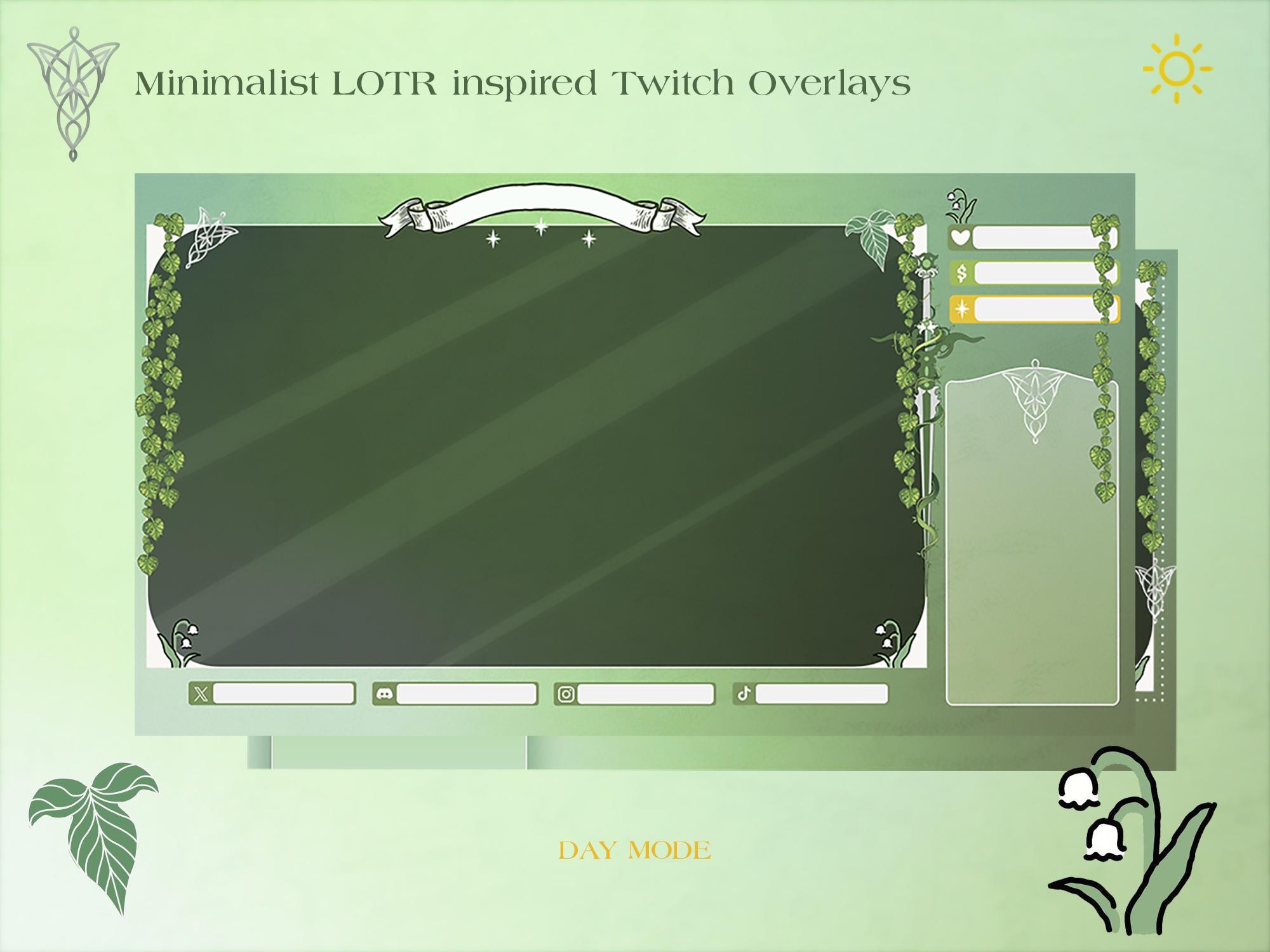 Green LOTR Inspired Twitch Pack Overlay - Lord of the Rings Overlay ...