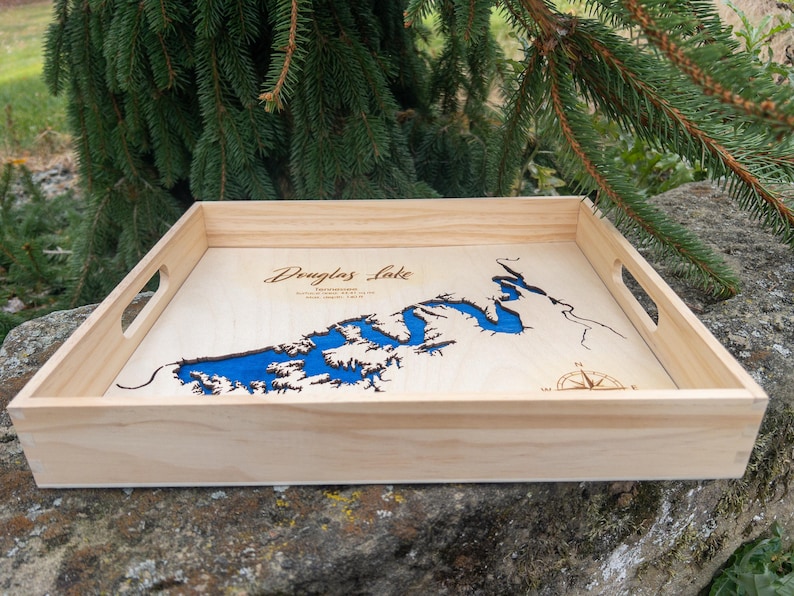 Personalized Lake Map Serving Tray - Etsy