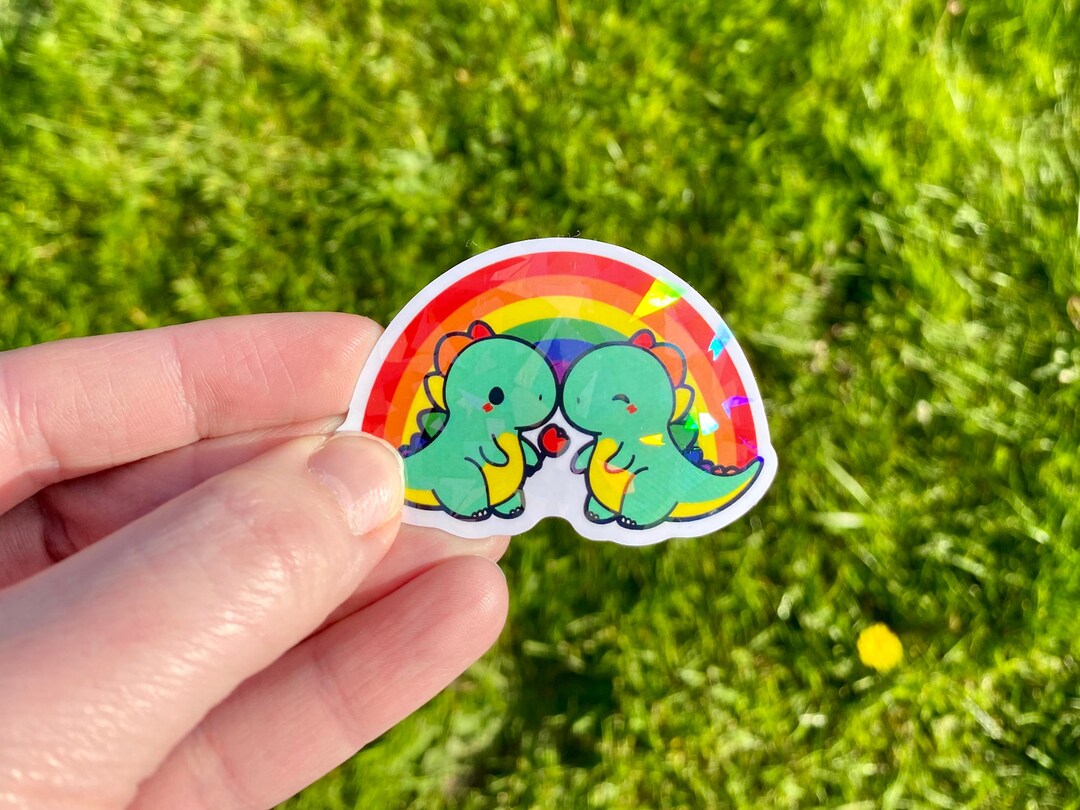 Rainbow Dinosaur Couple Sticker | Cute LGBTQ Pride Vinyl Sticker ...